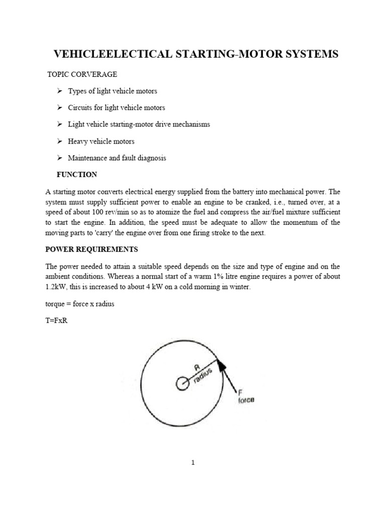Starting-Motor Systems | PDF