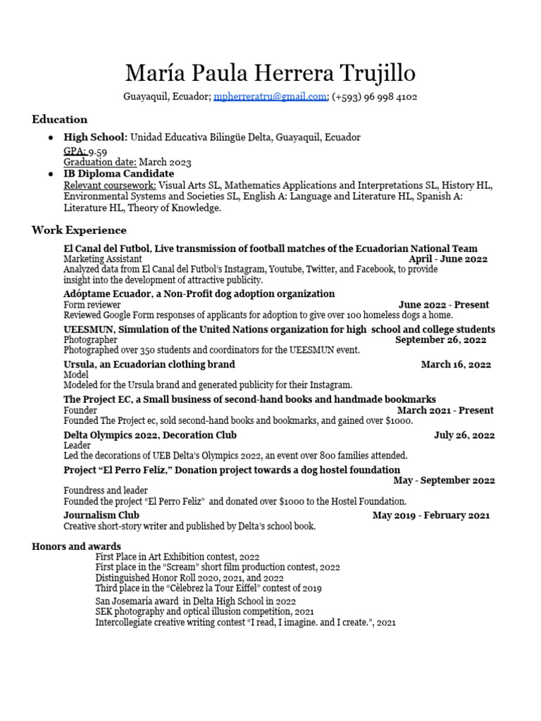 Resume María Paula Herrera | PDF