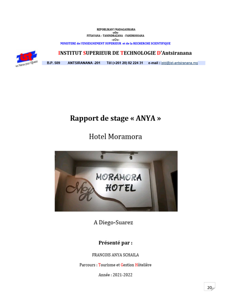 Canevas Rapport de Stage DTS | PDF