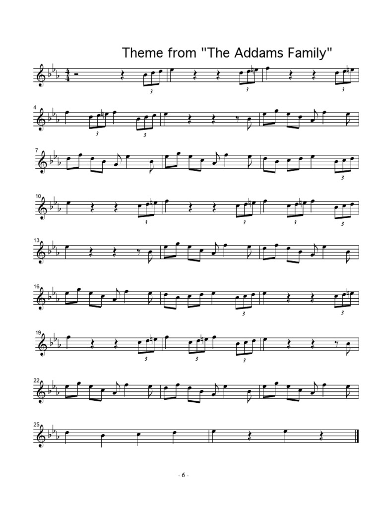 The Addams Family Theme - Flute Music | PDF