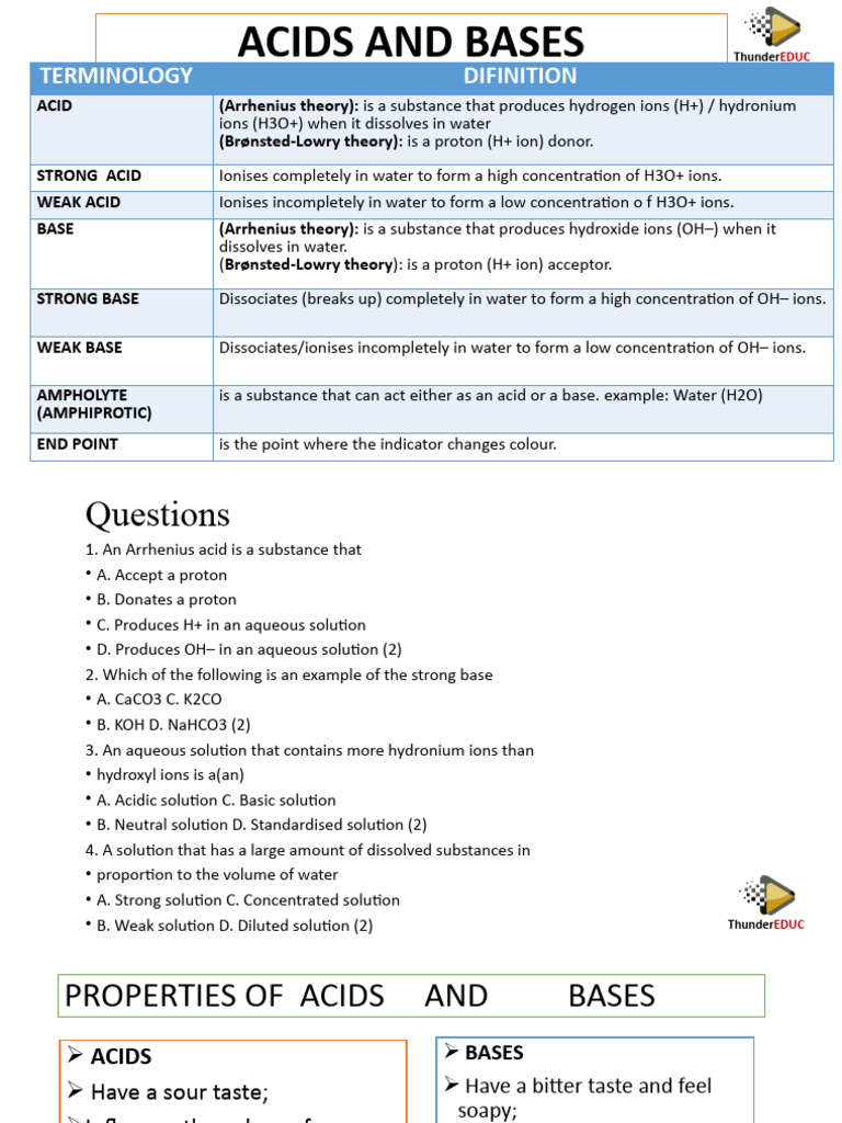 Acids and Bases | PDF | Acid | Hydroxide
