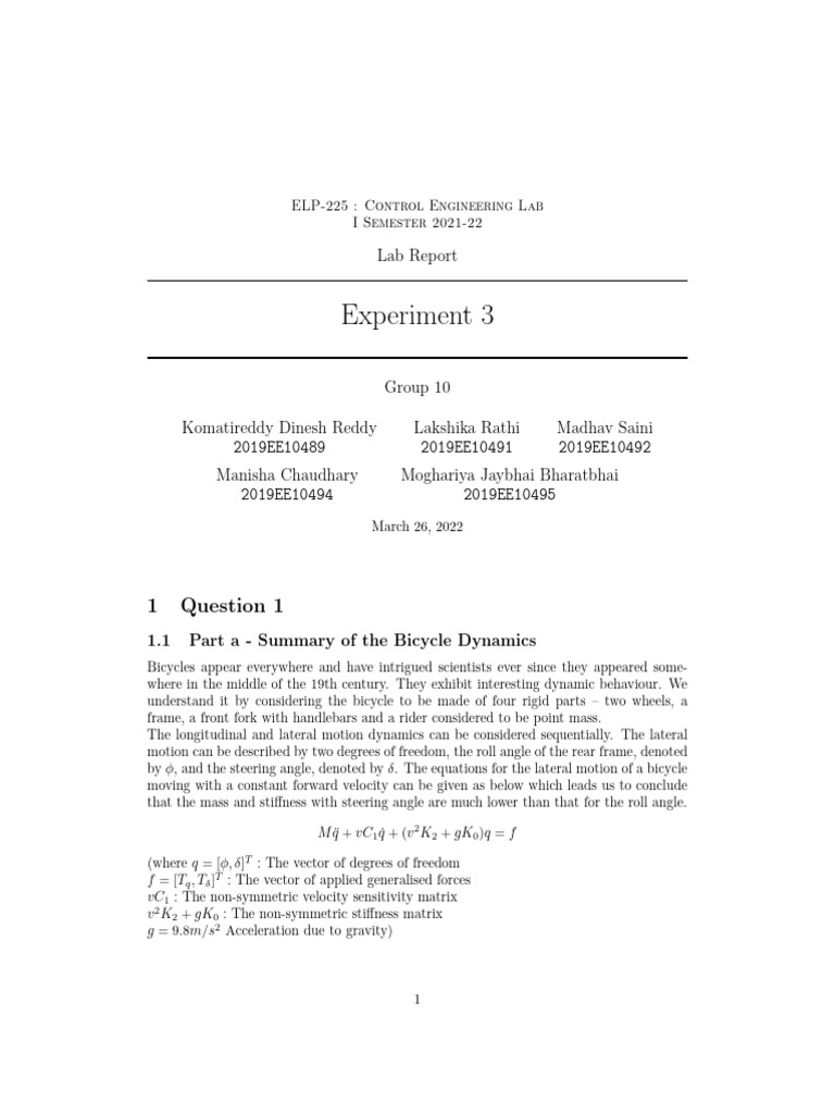 ELP225 Experiment3 Group 10 | PDF | Mechanics | Physical Sciences