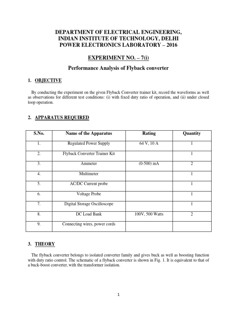 Experiment 10 DC-DC Flyback Converter | PDF