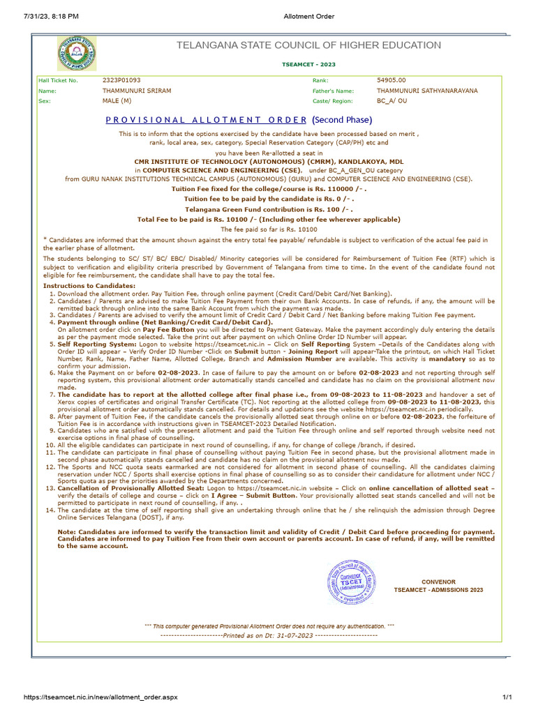 Allotment Order | PDF