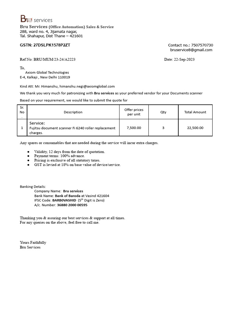 Fi 6240 Roller Replacement Service Quote | PDF