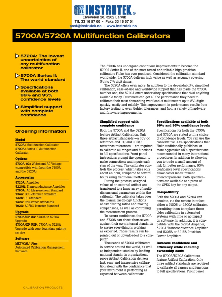 Fluke 5720A | PDF | Calibration | Amplifier