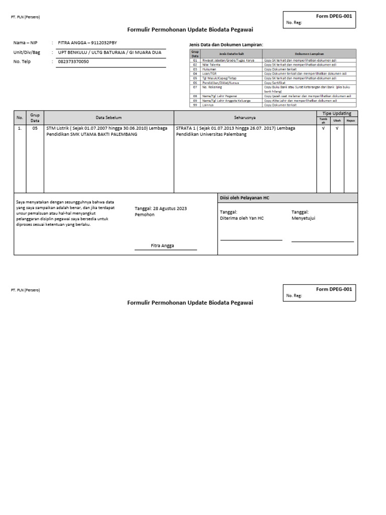 A Update Biodata Pegawai | PDF