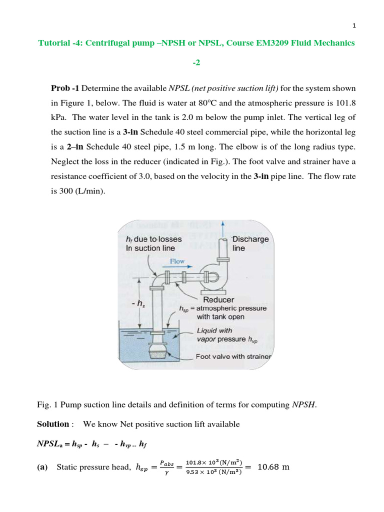 Sent - Solution Tutorial 4 - On NPSHand Lift | PDF
