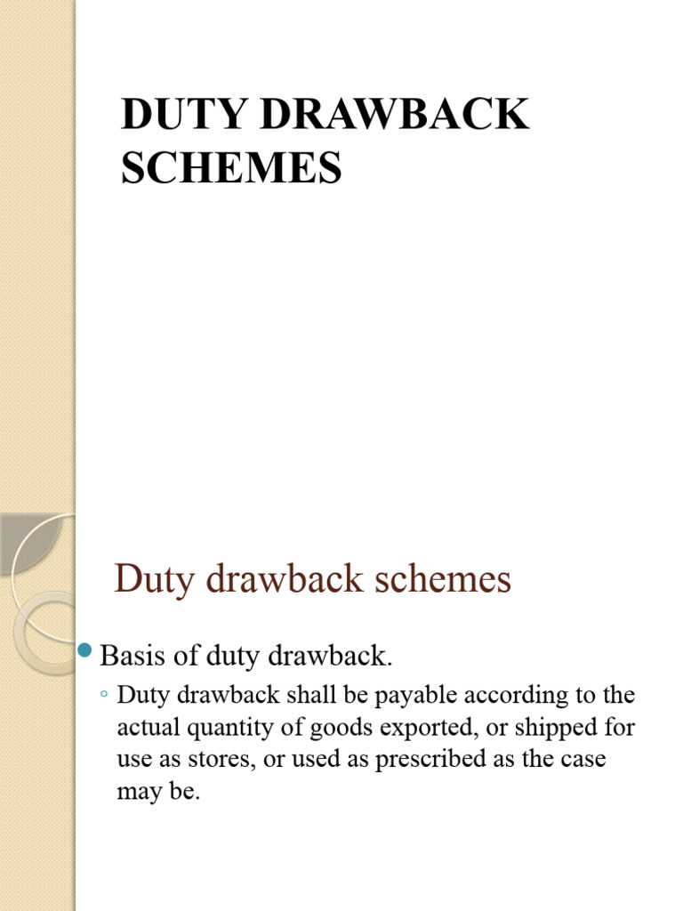 DUTY DRAWBACK SCHEME - Presentation | PDF