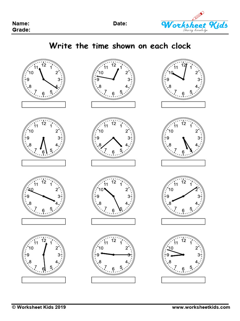 Telling Time Worksheet 1 Minute Interval Analog To Digital | PDF