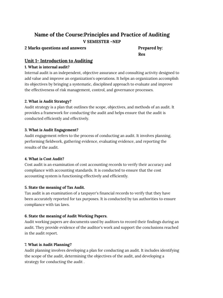 Principles and Practice of Auditing | PDF