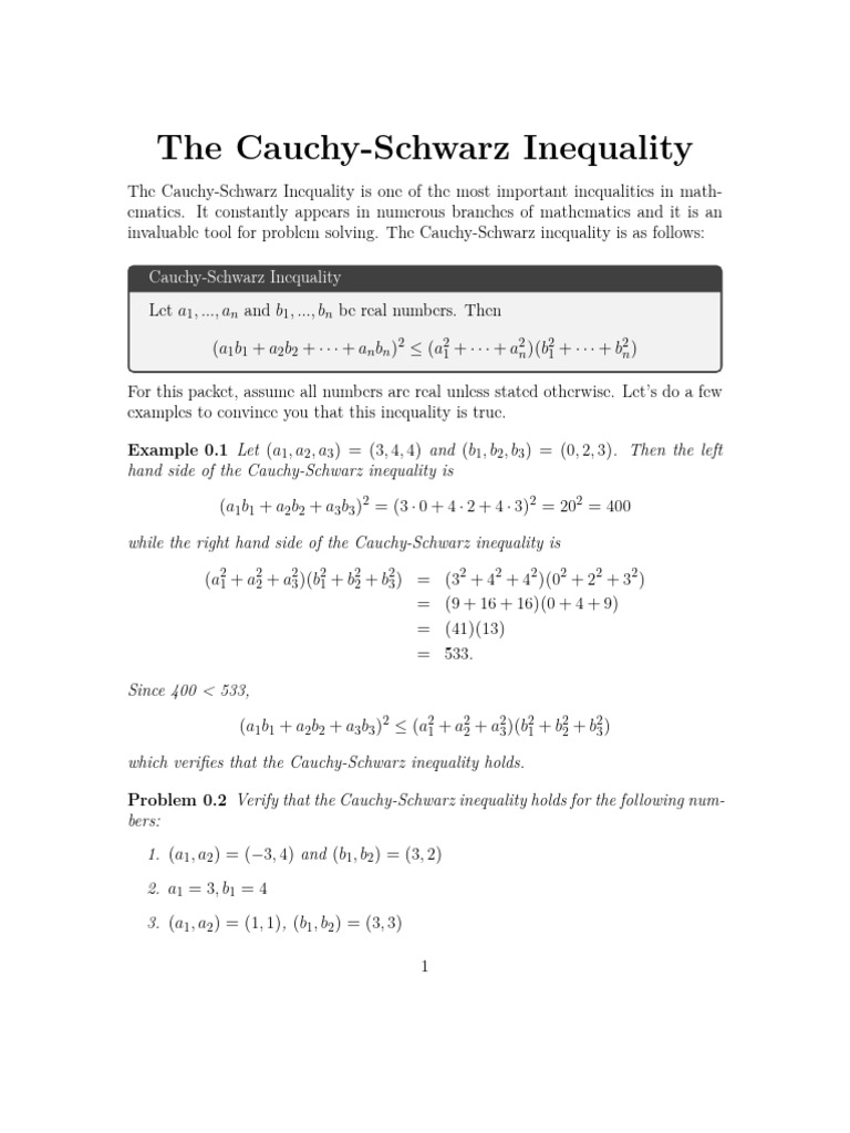 Cauchy Schwarz Inequality | PDF | Analysis | Mathematical Relations