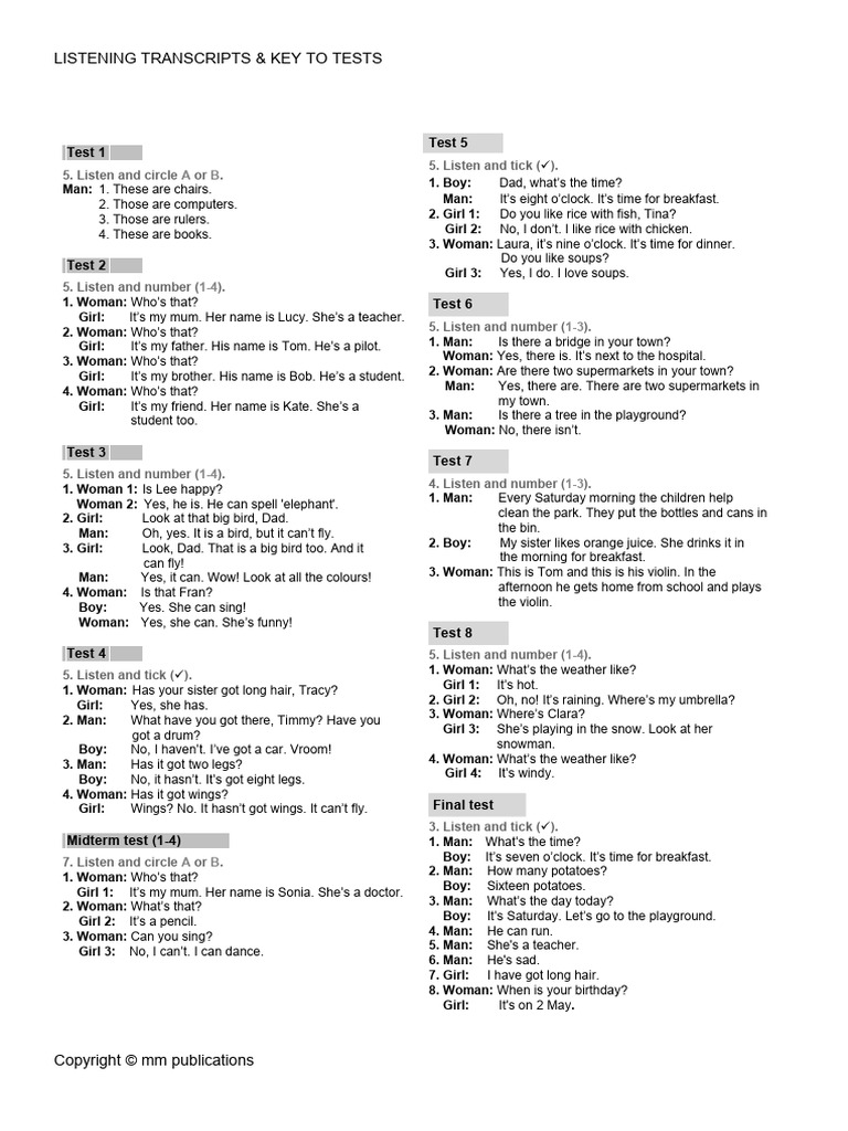 Enter The Portal Starter Listening Transcripts Keys | PDF