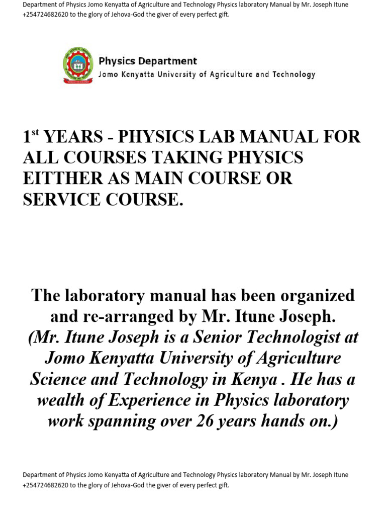 First Years Physics Lab Manual | PDF