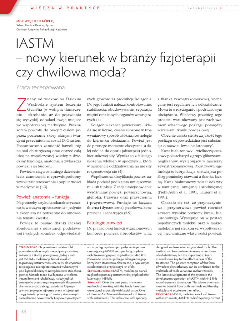 IASTM Nowy Kierunek W Branży Fizjoterapii Czy Chwilowa Moda? | PDF