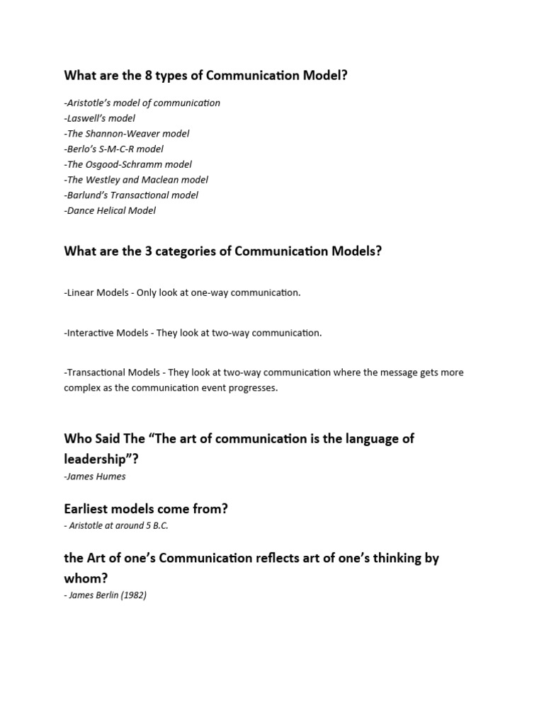 What Are The 8 Types of Communication Model | PDF