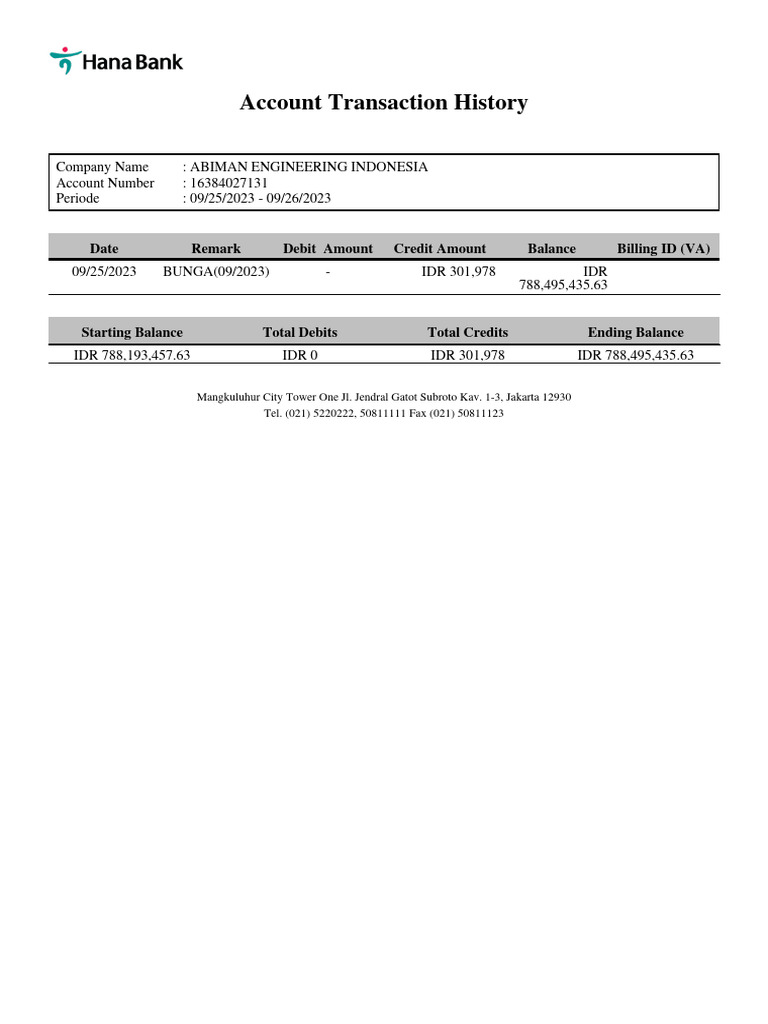 Bank Statement Keb Idr PT Aei - 20230926 | PDF | Business