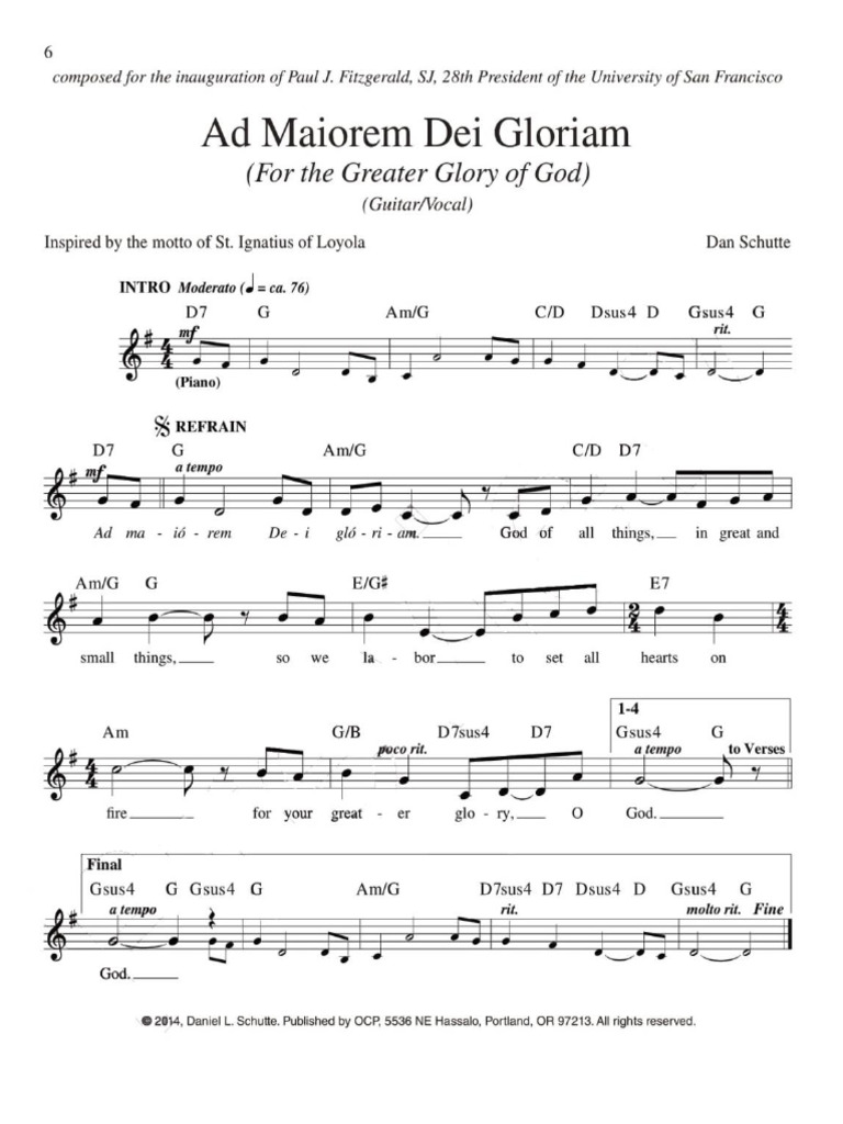 Ad Maiorem Dei Gloriam Dan Schutte | PDF
