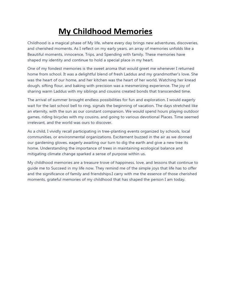 My Childhood Memories | PDF