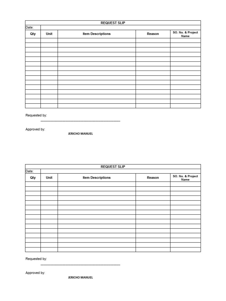Request Slip Form | PDF