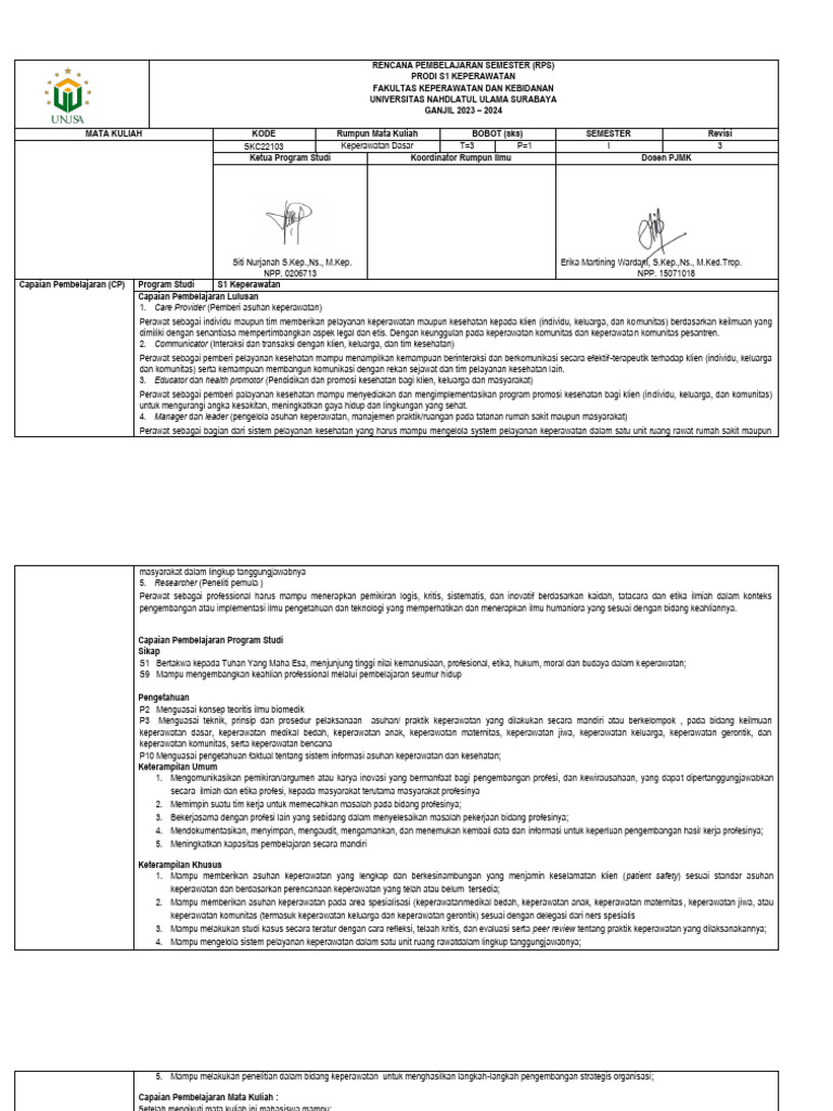 2023 - RPS Ilmu Biomedik Dasar Reg | PDF