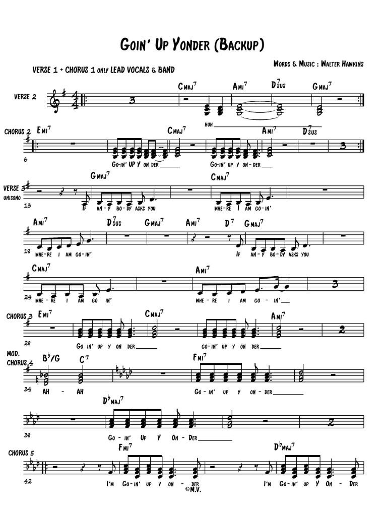 Going Up Yonder (Back Up Sheet Vocals) | PDF