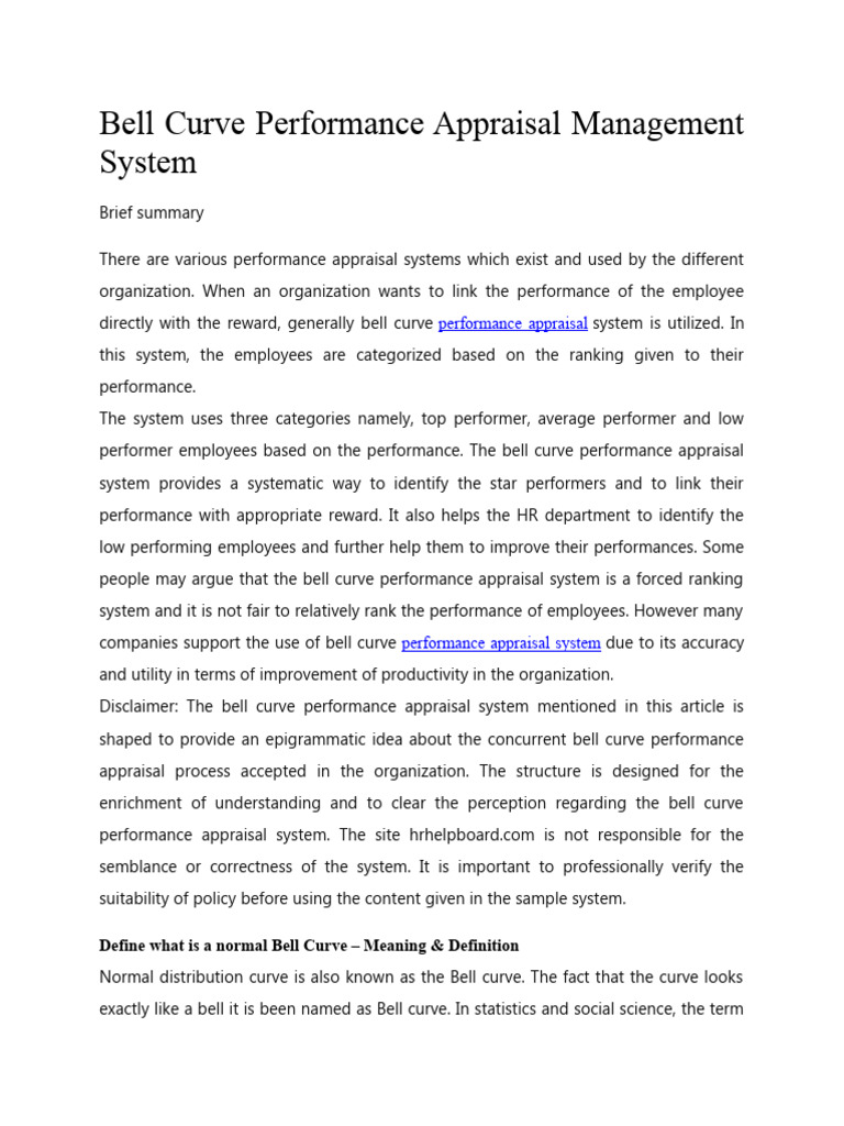 Bell Curve Performance Appraisal Guide | PDF | Career & Growth | Business