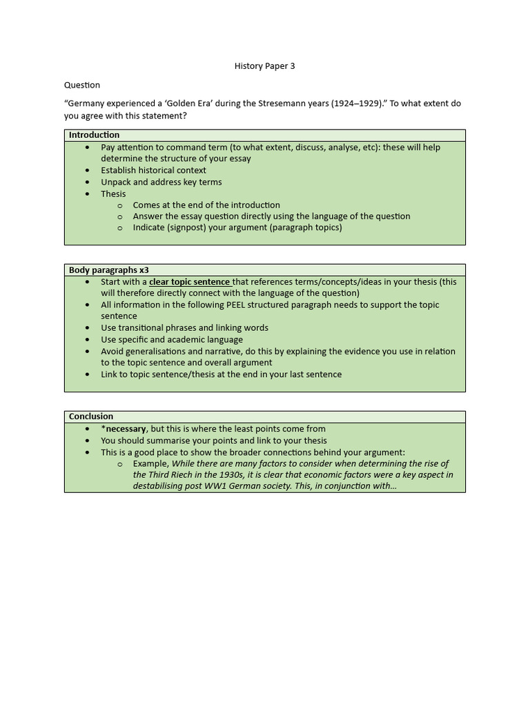 History Essay Writing Outline | PDF
