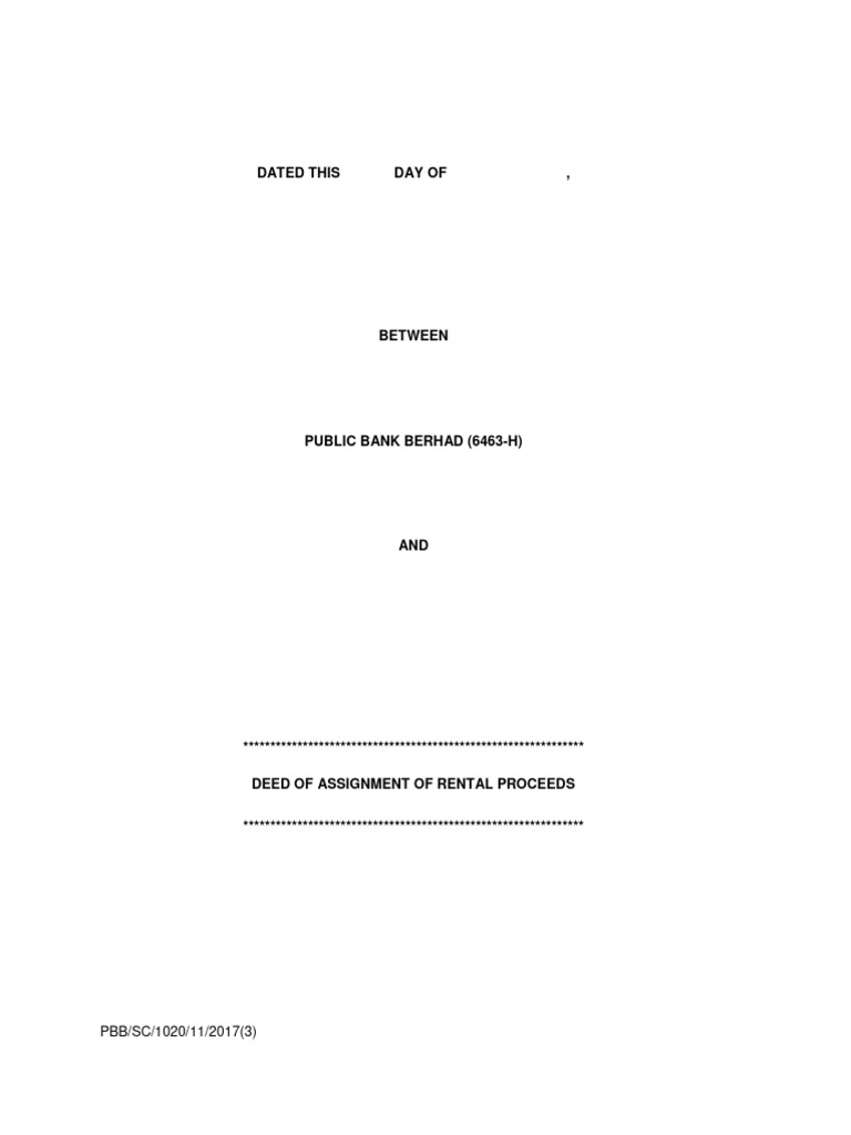 Deed of Assignment of Rental Proceeds | PDF | Finance & Money ...
