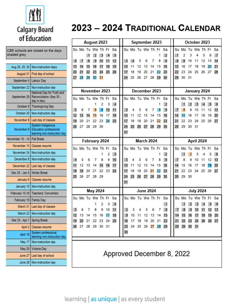 CBE Traditional Calendar 2023-2024 | PDF | Observances