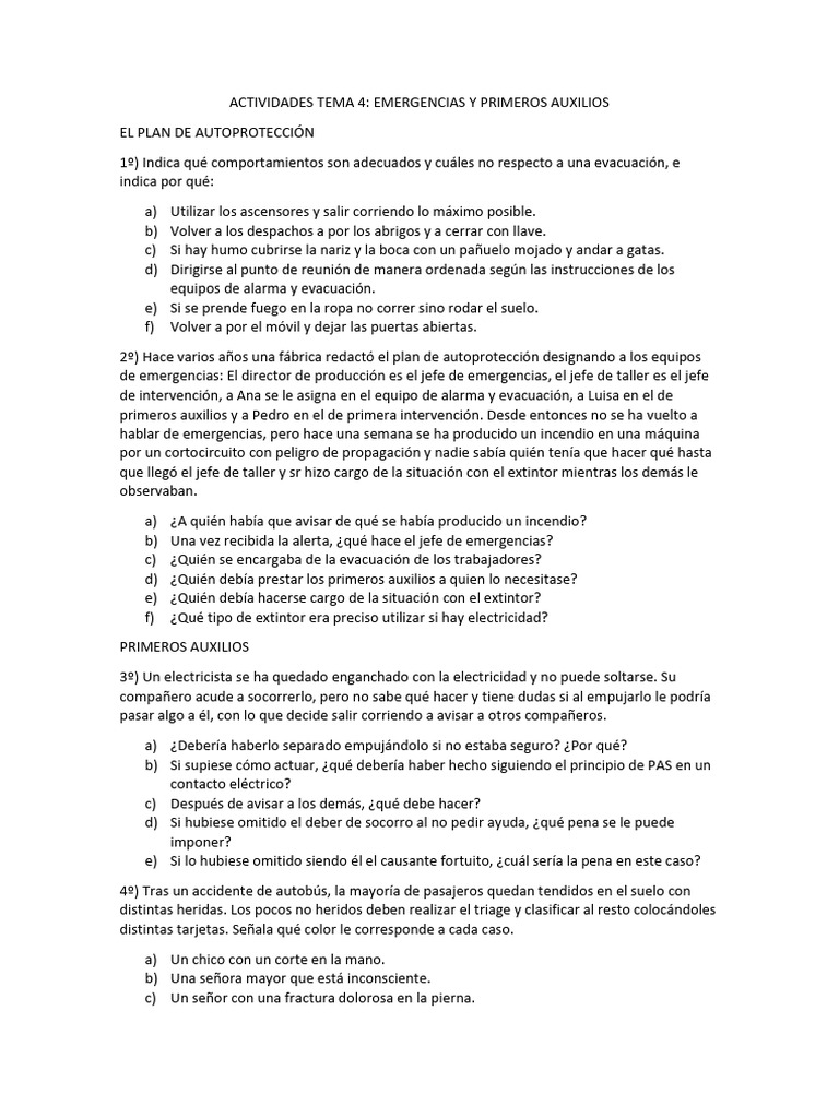 Actividades Fol Tema 4 | PDF | Quemar