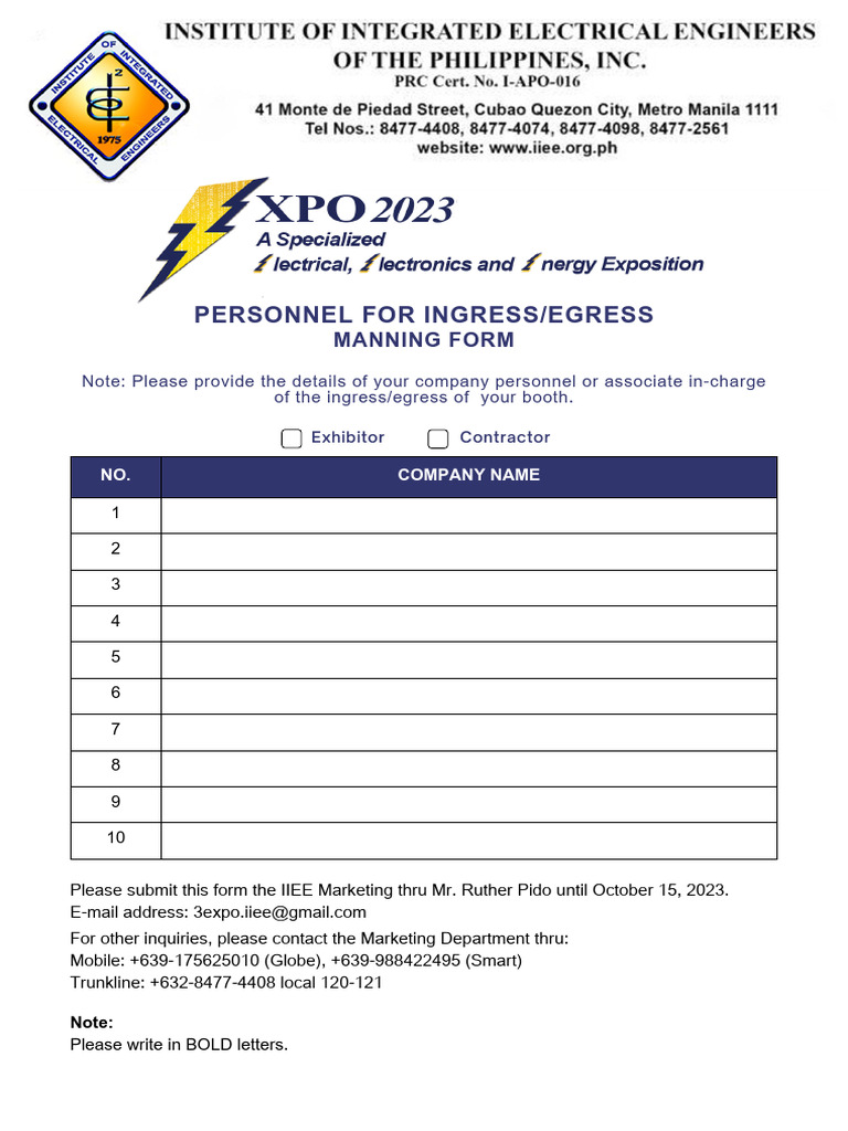 Form For Ingress and Egress | PDF