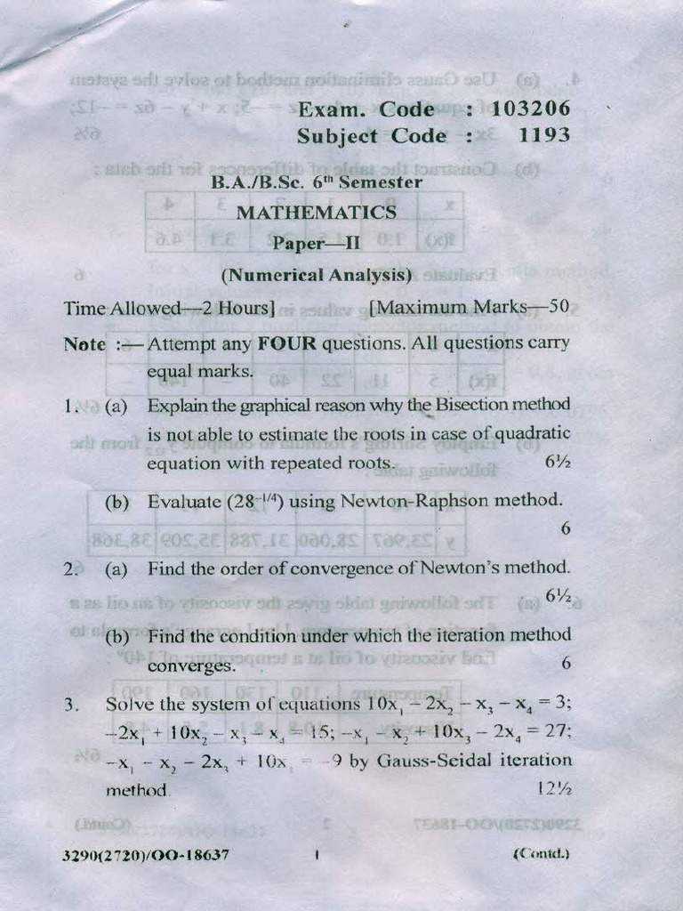 Math Na - Ba - BSC - Sem6 - 2020 | PDF