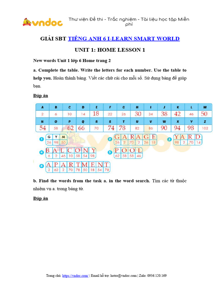 Sach Bai Tap Tieng Anh Lop 6 Unit 1 Lesson 1 | PDF