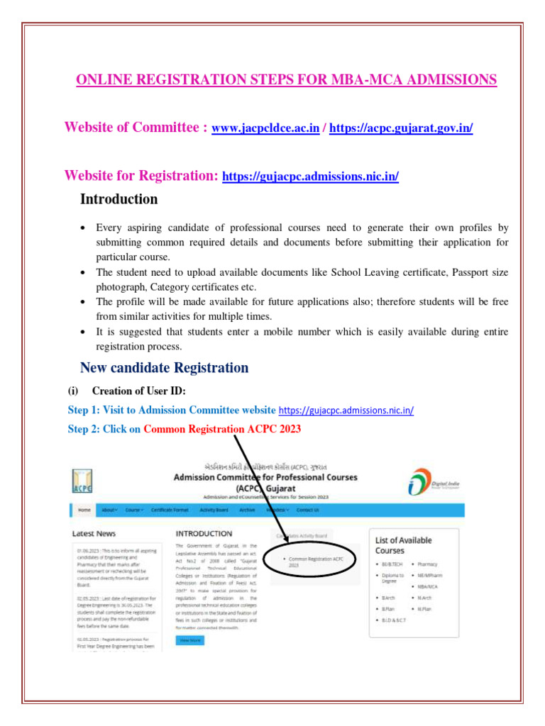 Online Registration Steps For Mba-Mca Admissions | PDF | Password | Login