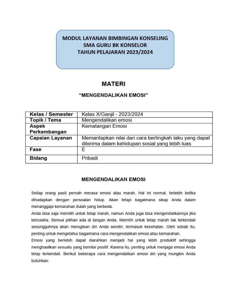 Modul Materi BK | PDF