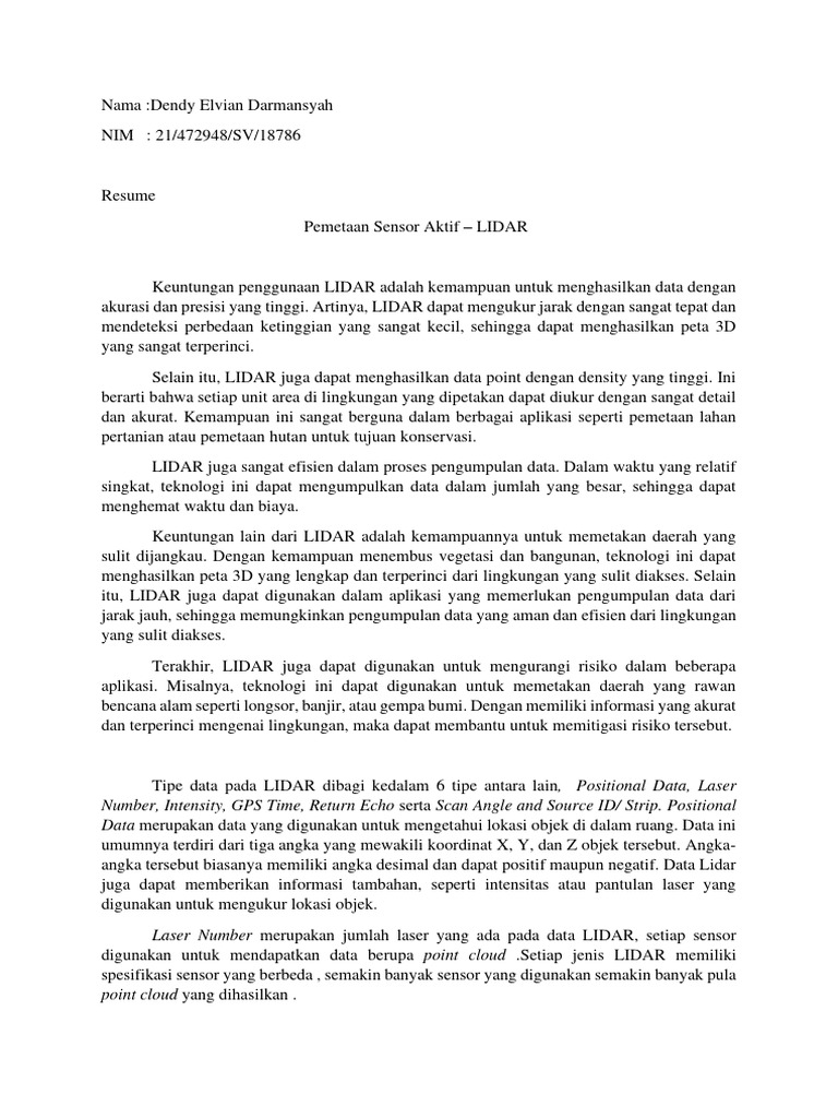 Resume LIDAR M6 - Dendy Elvian Darmansyah | PDF