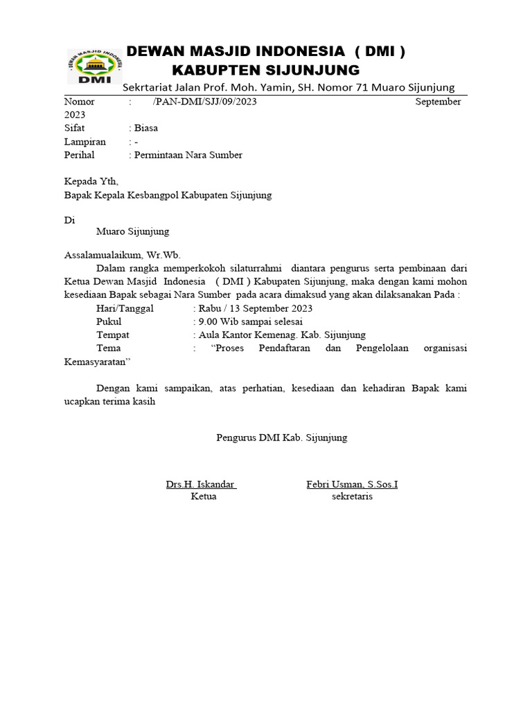 Surat DMI 2023 | PDF | Karier & Perkembangan