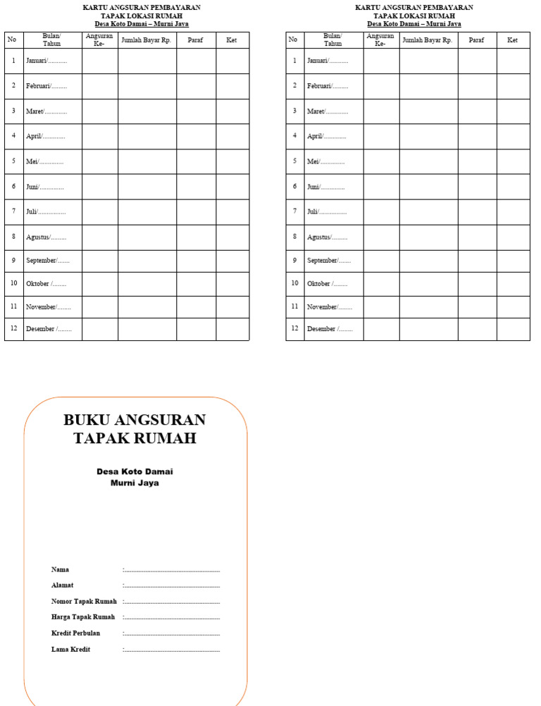 KARTU ANGSURAN PEMBAYARAN tapak rumah | PDF