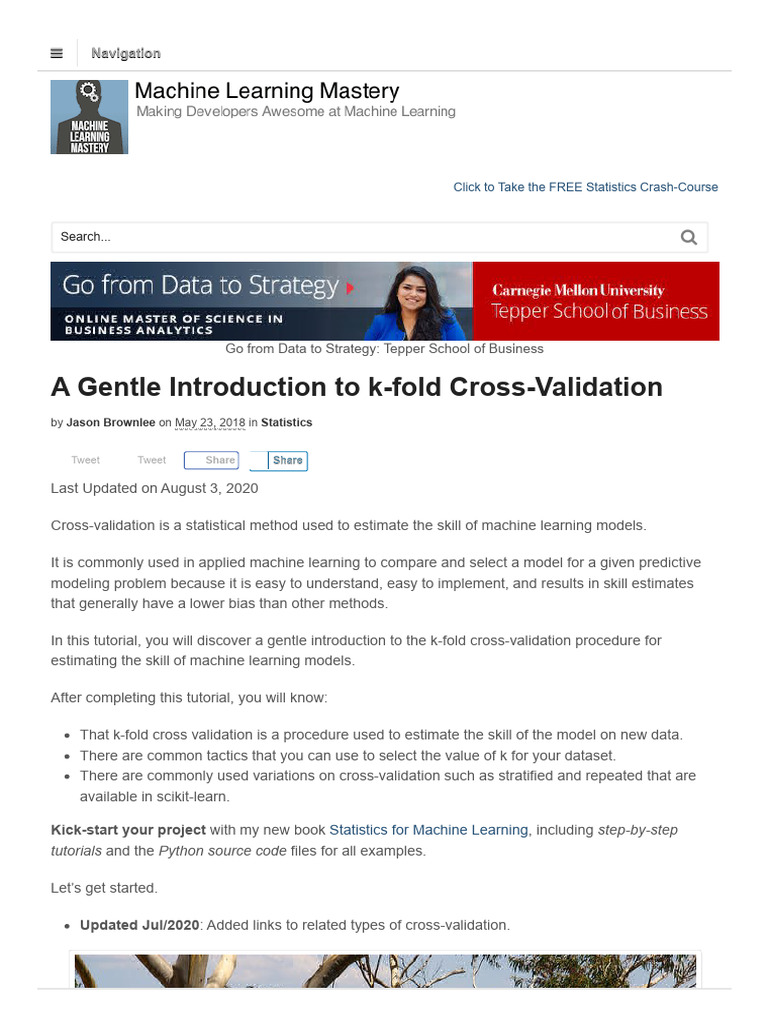 A Gentle Introduction To K-Fold Cross-Validation | Download Free PDF | Cross Validation ...
