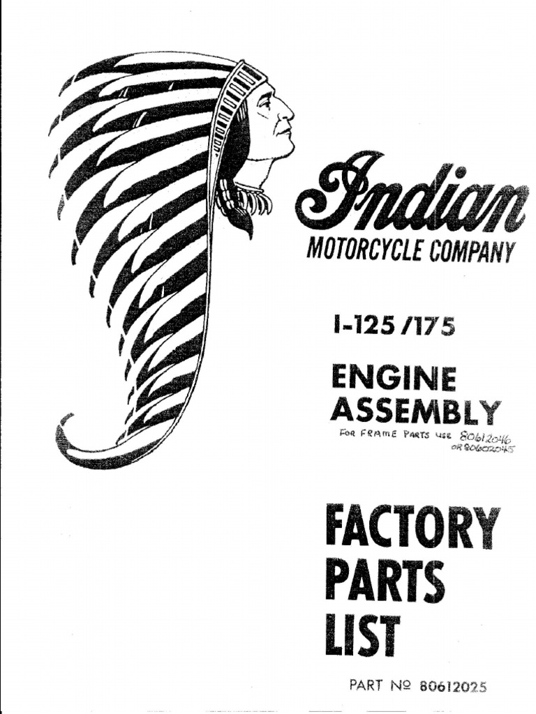 Indian I-125 - I-175 - Parts Manual - #2896 (Engine Minarelli 125-5) | PDF