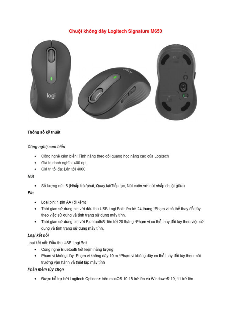 Mouse Logitech M650 | PDF
