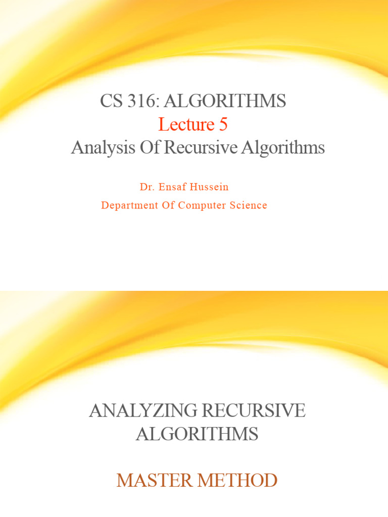 05 CS316 - Algorithms - Recursive Algorithms MM | PDF | Computer ... 05 CS316 - Algorithms - Recursive Algorithms MM | PDF | Computer ...