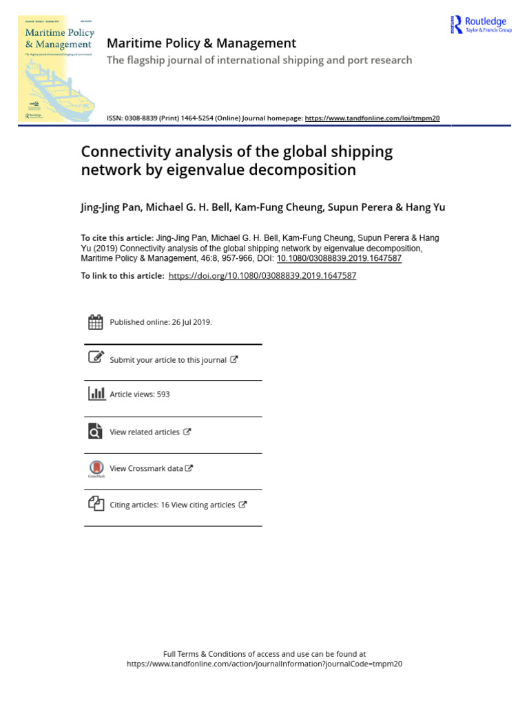 Connectivity Analysis of The Global Shipping Network by Eigenvalue ...