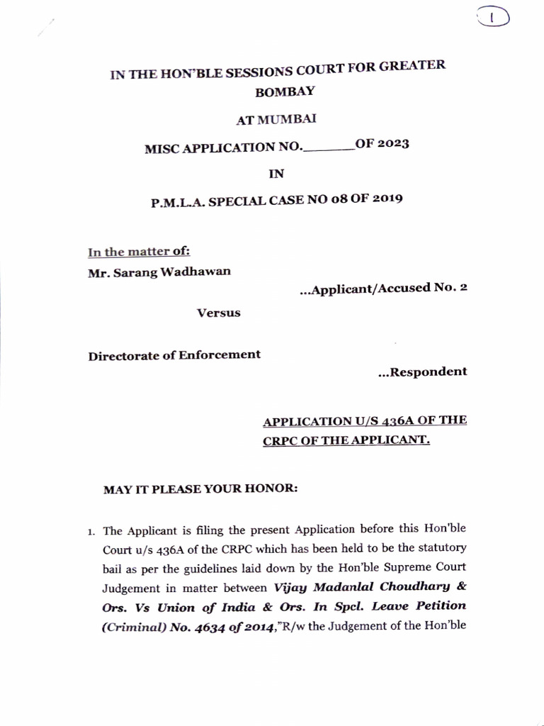 436A Bail Application | PDF | Bail | Crime & Violence