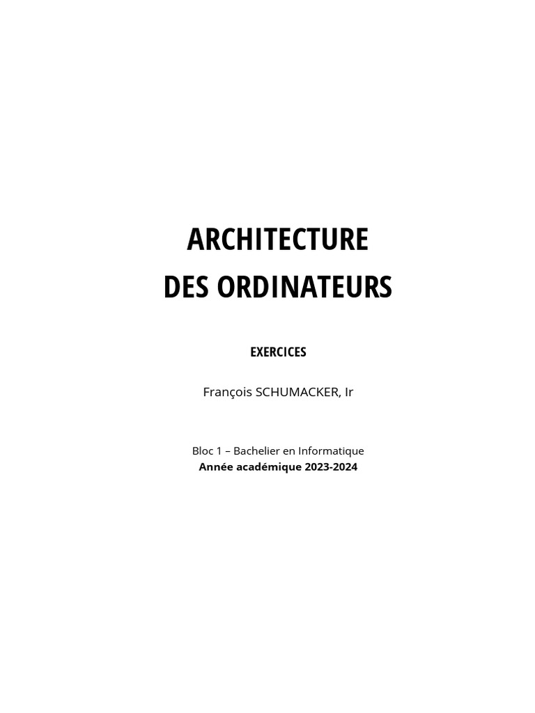 Architecture Des Ordinateurs - Exercices - 2324 | PDF | Méthodes et ...