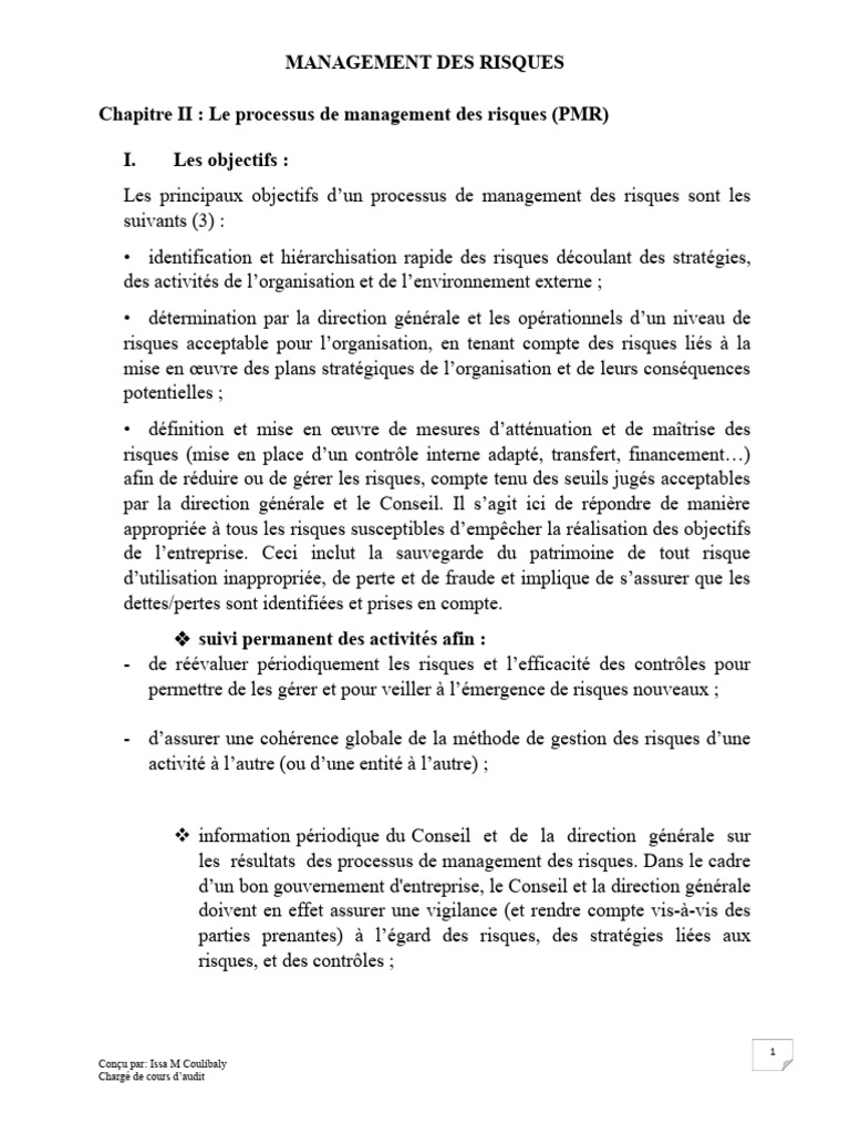 ChapitreII. Le Processus de Management Des Risques | PDF