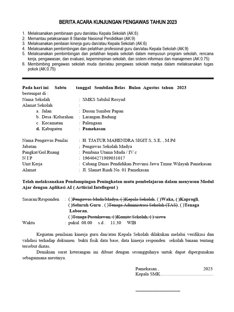 Berita Acara Pendampingan | PDF