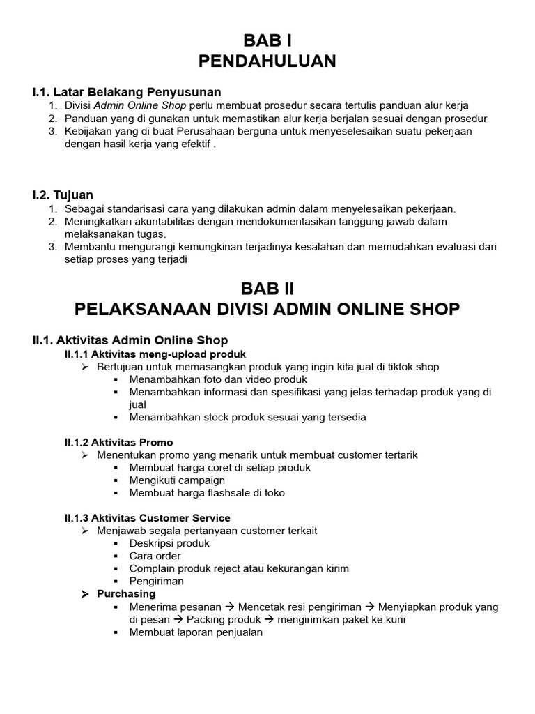 SOP Admin Online | PDF