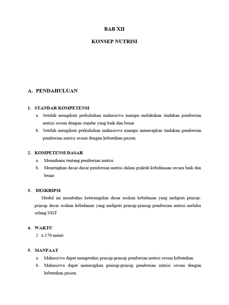 Bab Xii Konsep Nutrisi | PDF